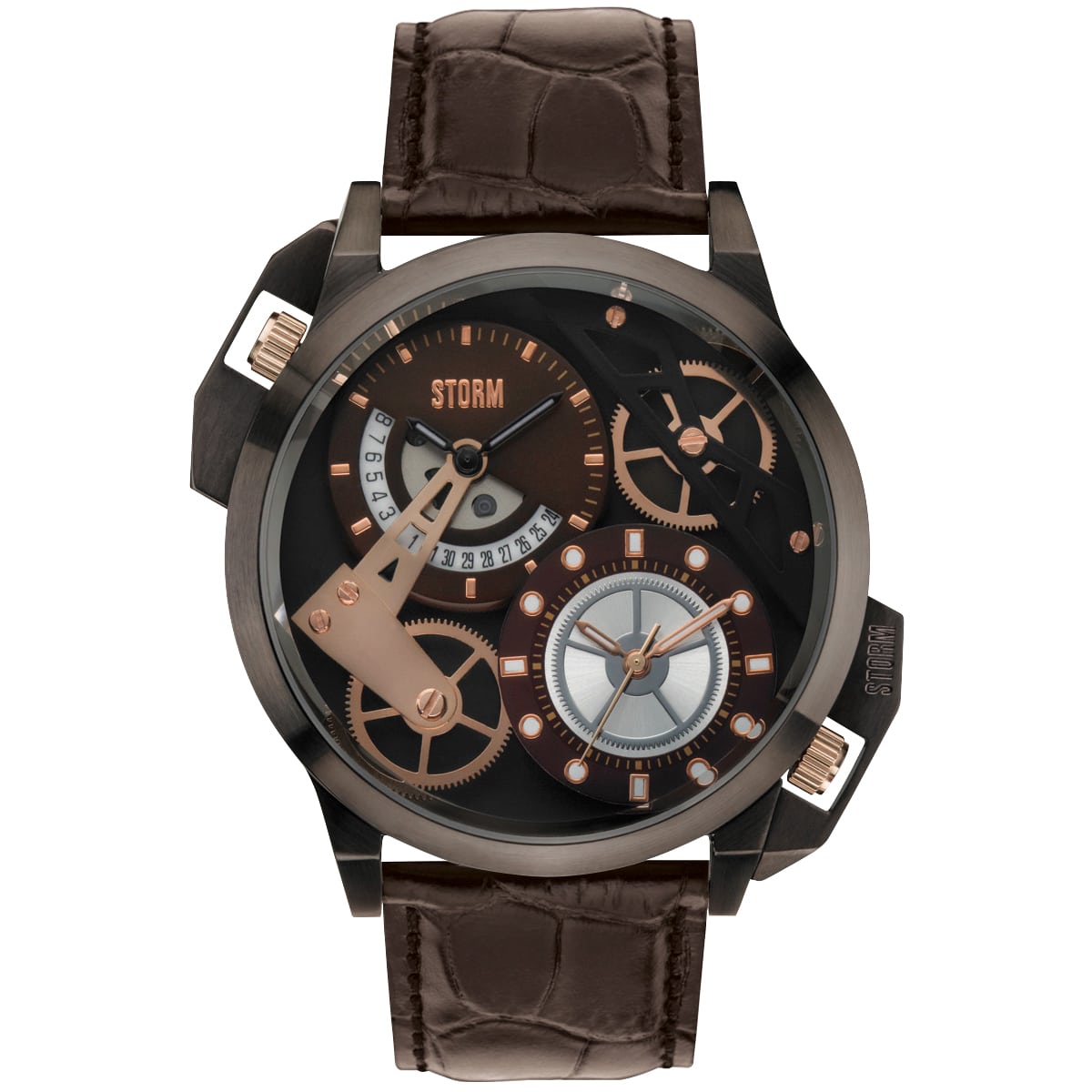 Men's STORM Dualon Brown Leather Watch (47147/BR/BR) - StormWatches.com ...